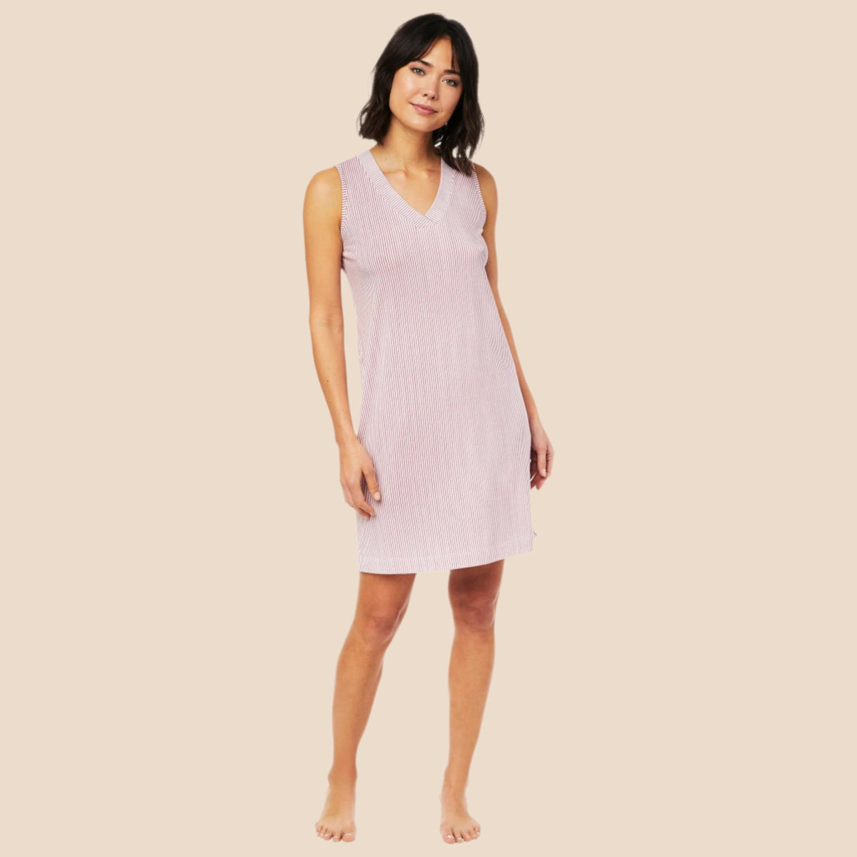 Simple Stripe Pima Knit Nightgown - Red – The Cat's Pajamas