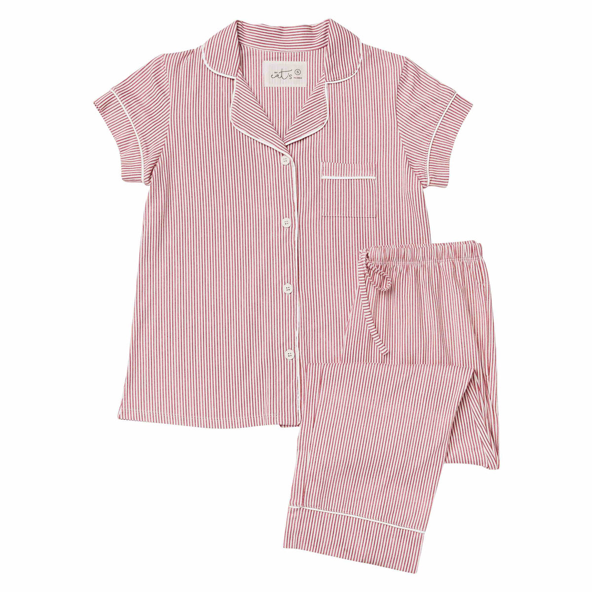 Simple Stripe Pima Knit Capri - Red – The Cat's Pajamas