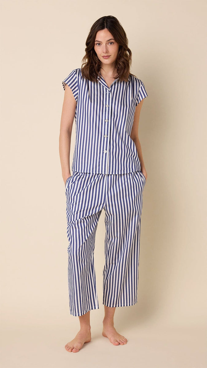 Classic Stripe Luxe Pima Capri - Navy – The Cat's Pajamas
