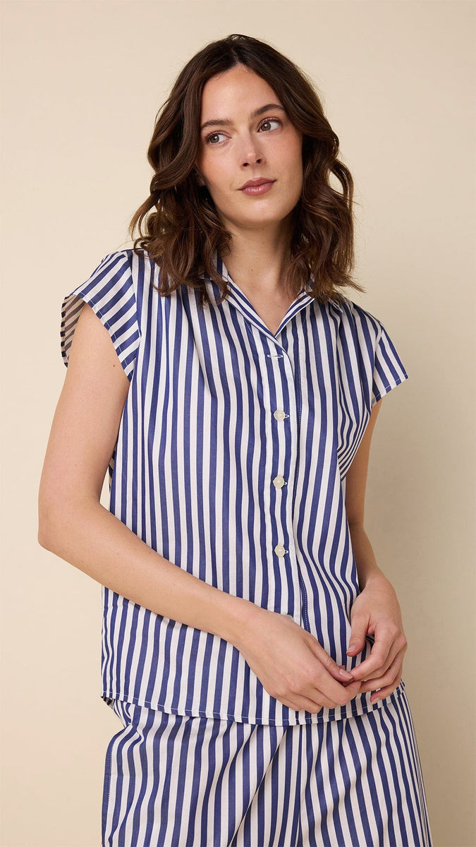 Classic Stripe Luxe Pima Capri - Navy – The Cat's Pajamas