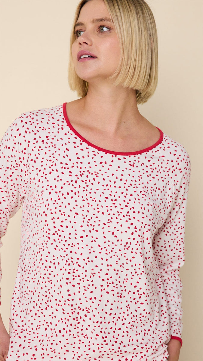 Confetti Dot Pima Knit Simple Set - White/Red – The Cat's Pajamas