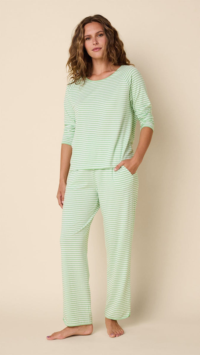 Essential Stripe Pima Knit Simple Set - Pistachio – The Cat's Pajamas