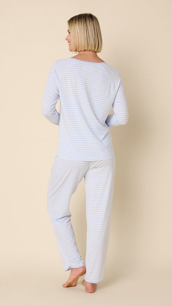 Essential Stripe Pima Knit Simple Set - Heavenly Blue – The Cat's Pajamas