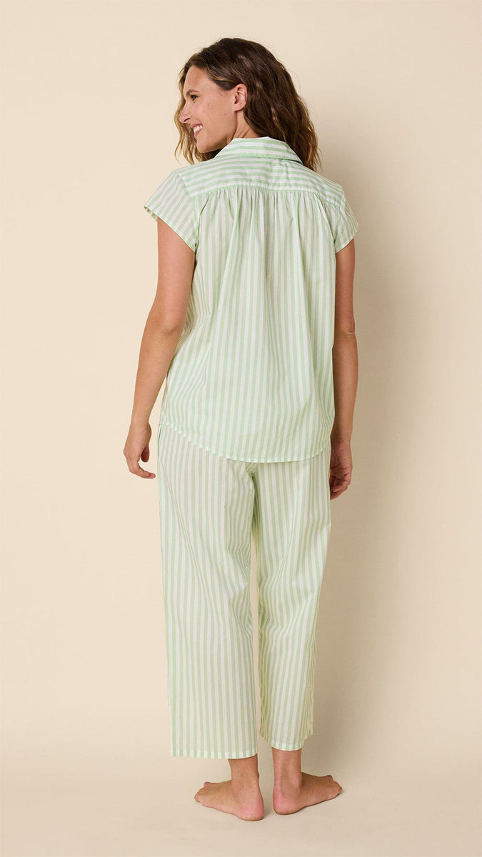 Classic Stripe Luxe Pima Capri Set - Light Green – The Cat's Pajamas