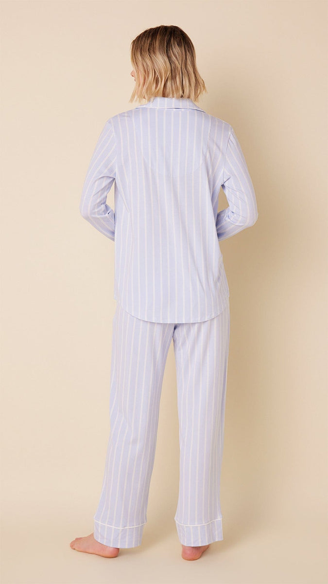 Heritage Stripe Pima Knit Long-Sleeved Pajama - Blue – The Cat's Pajamas