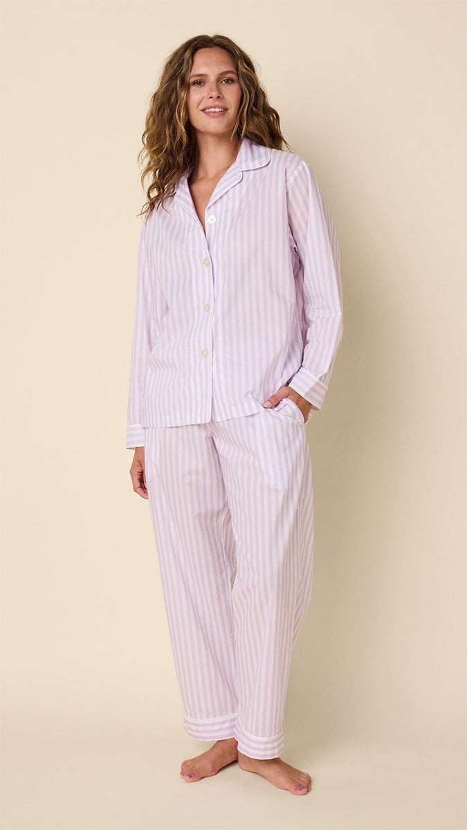 Classic Stripe Luxe Pima Long-Sleeved Pajama - Lavender – The Cat's Pajamas