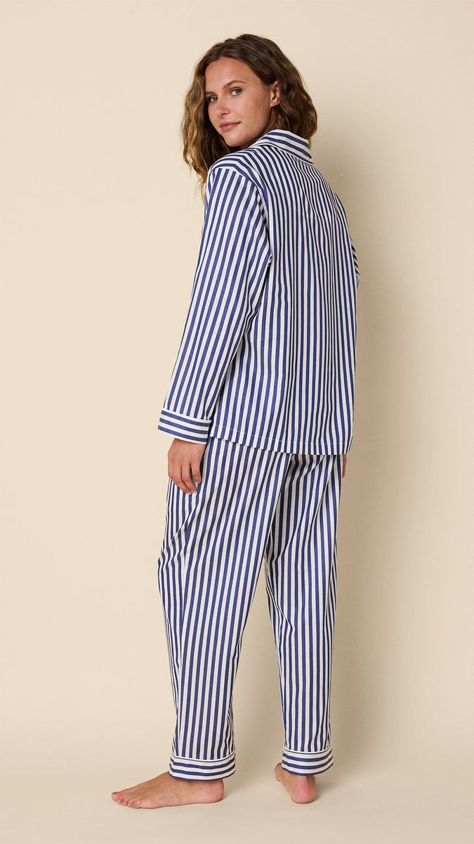 Classic Stripe Luxe Pima Long-Sleeved Pajama - Navy – The Cat's Pajamas
