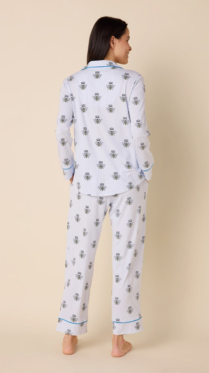 Queen Bee Blue Pima Knit Pajama – The Cat's Pajamas