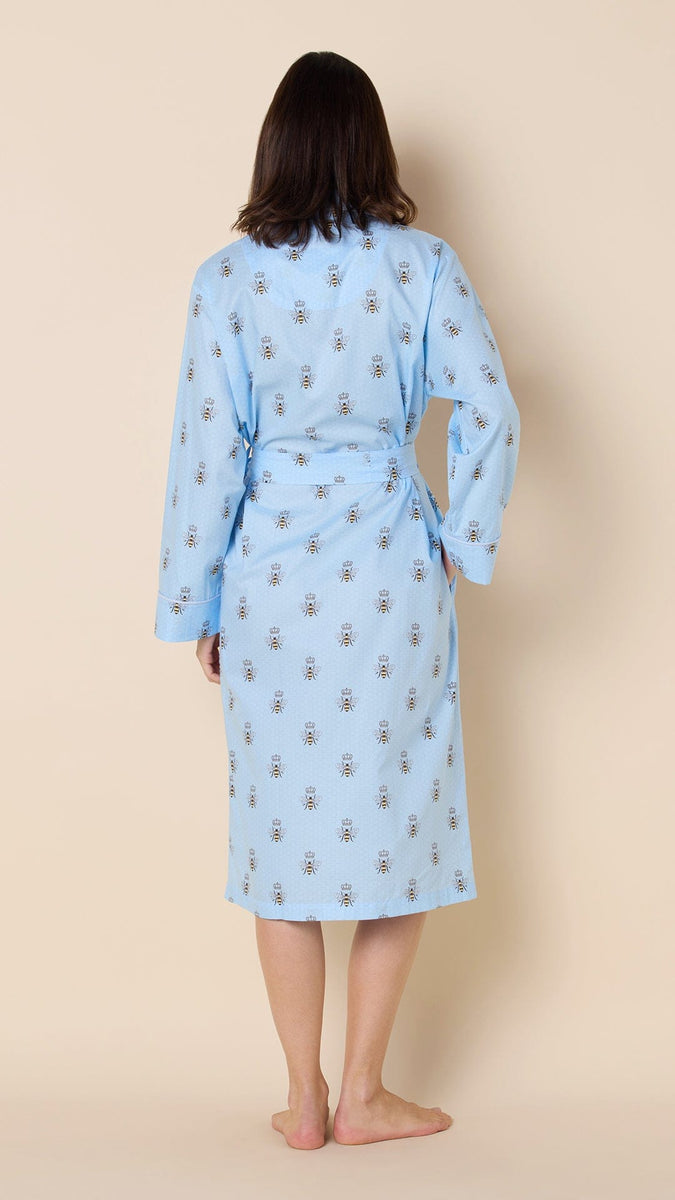 Queen Bee Luxe Pima Shawl Collar Robe - Blue – The Cat's Pajamas