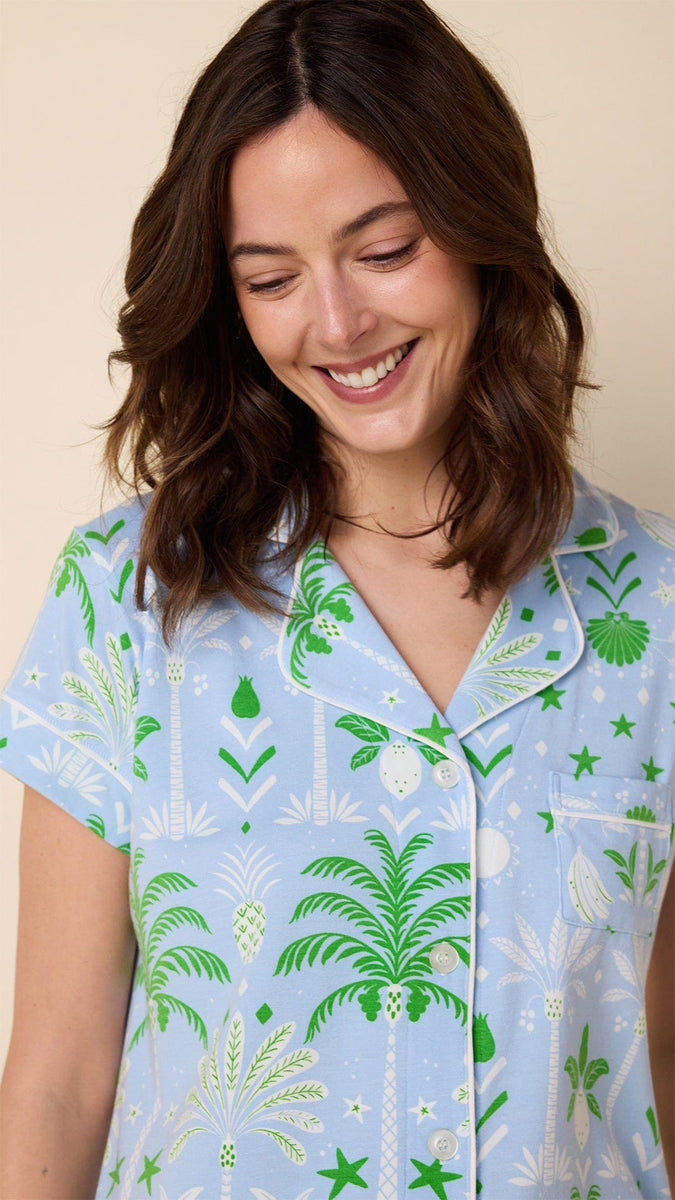 Tropicana Palm Pima Knit Capri Set – The Cat's Pajamas